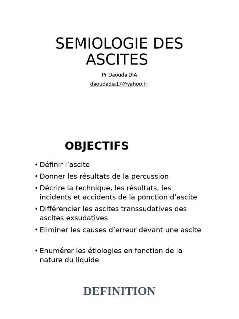 Guide complet sur l'ascite et sa ponction | PDF | Cirrhose | Cancer de ...