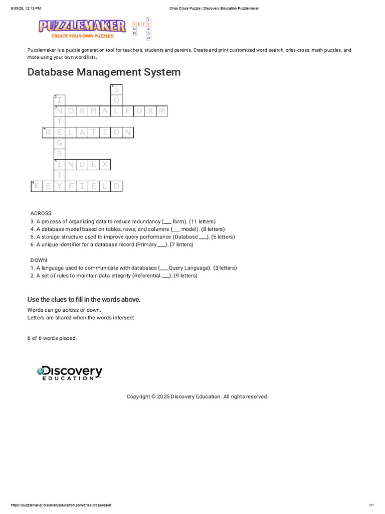Discovery Education Puzzlemaker Guide | PDF