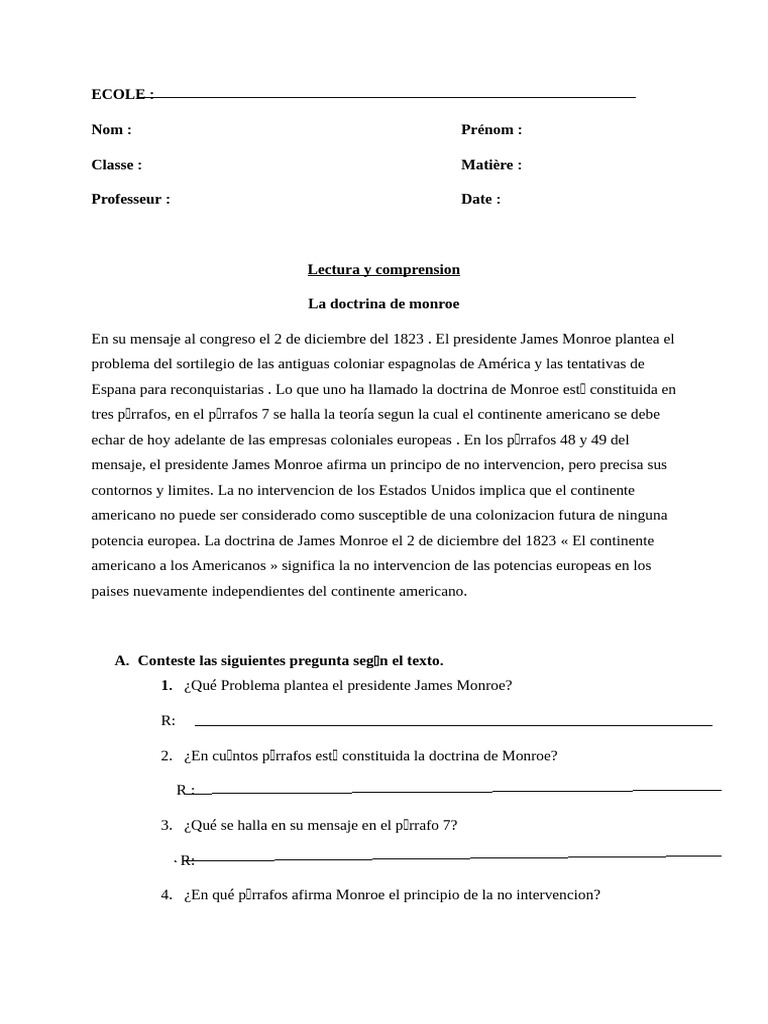 Exam S2 | PDF | James Monroe | Relaciones Internacionales