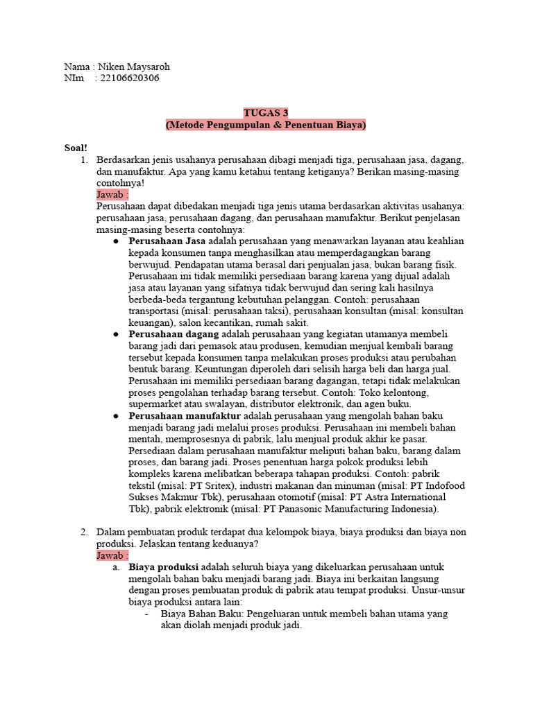 Tugas 3 Akuntansi Manajemen | PDF