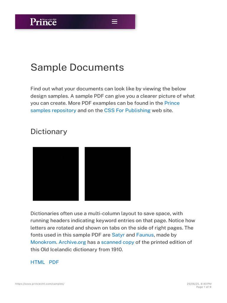 Prince - Sample Documents | PDF | Page Layout | Html