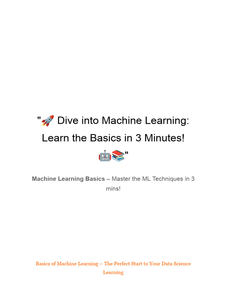Basics of Machine Learning | PDF | Machine Learning | Data