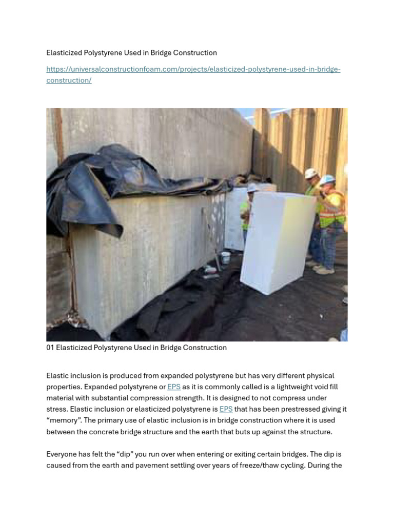 Elasticized Polystyrene Used in Bridge Construction | PDF