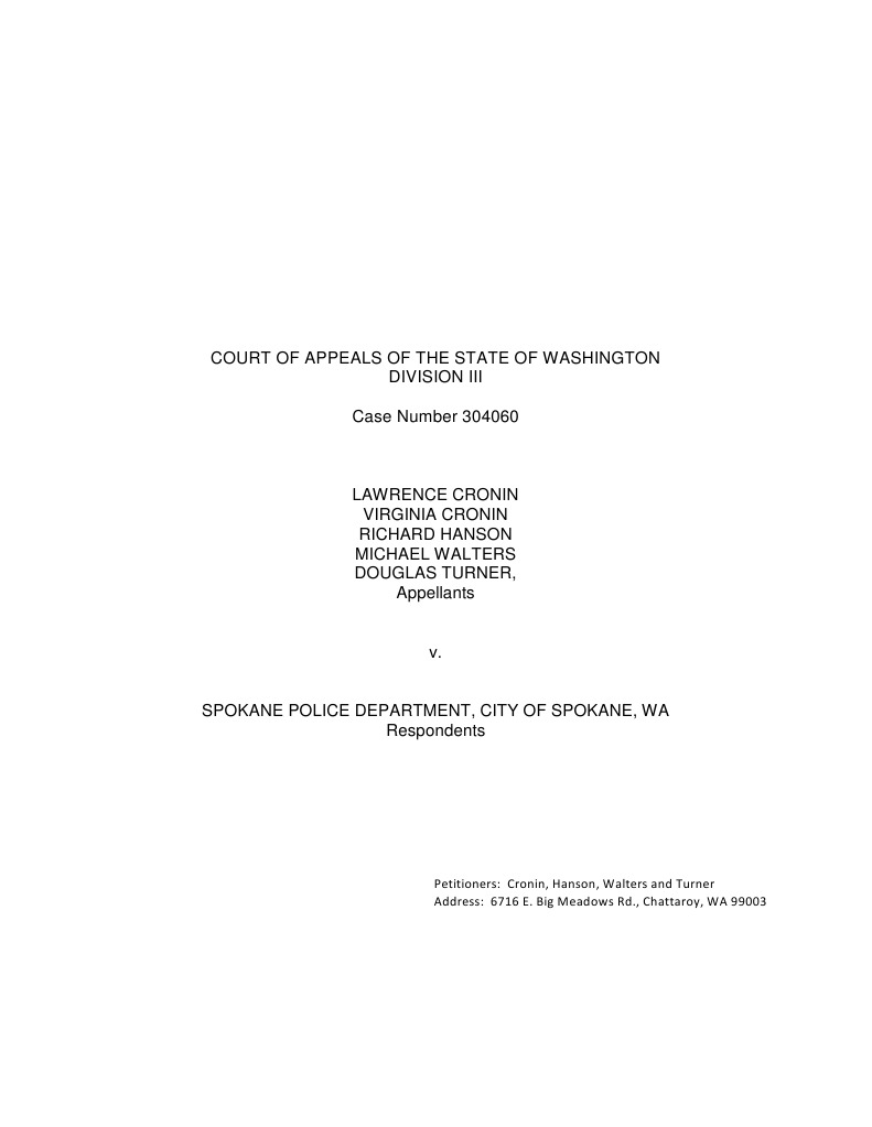 Court of Appeals of The State of Washington Division Iii Case Number ...