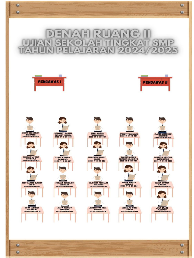 Denah Ruang Ujian Sekolah Kelas Ix Ta 2024-2025 | PDF