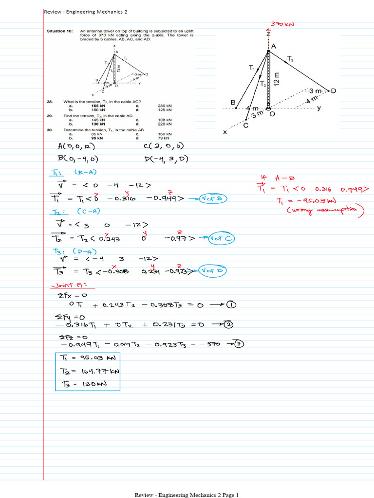 Review - Engineering Mechanics 2 (Discussion) - Jan 28, 2025 | PDF