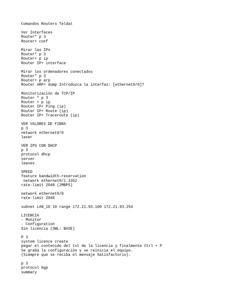 Comandos Teldat | PDF