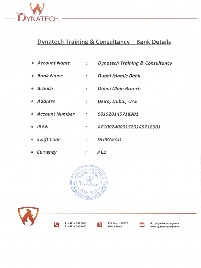 Bank Details - Dynatech | PDF