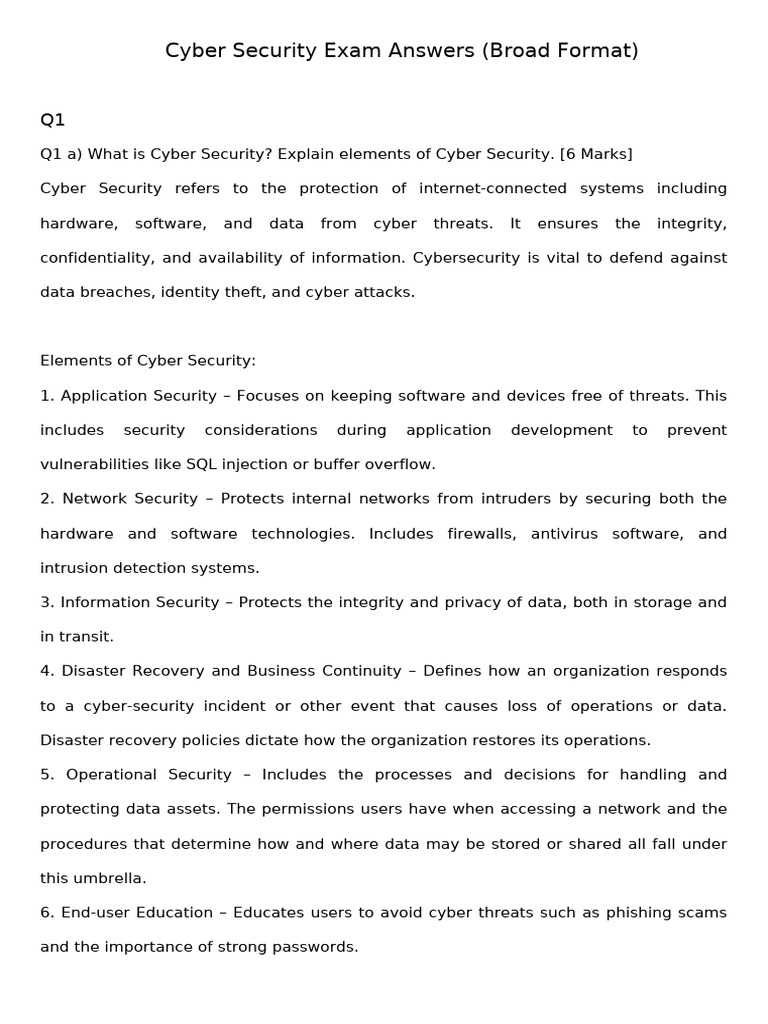 Cyber Security Answers Broad | PDF | Computer Security | Security