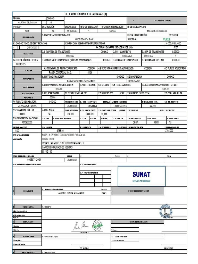 Formato de Declaracion Aduanera de Mercancias Dam 2024 | PDF | Economias | Comercio