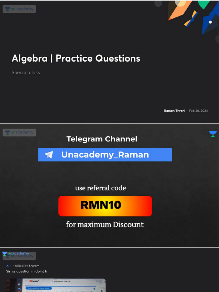 Algebra Practice Questions No Anno | PDF