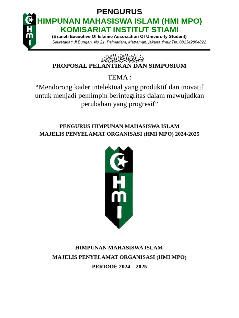 Proposal Pelantikan HMI MPO 2025 | PDF
