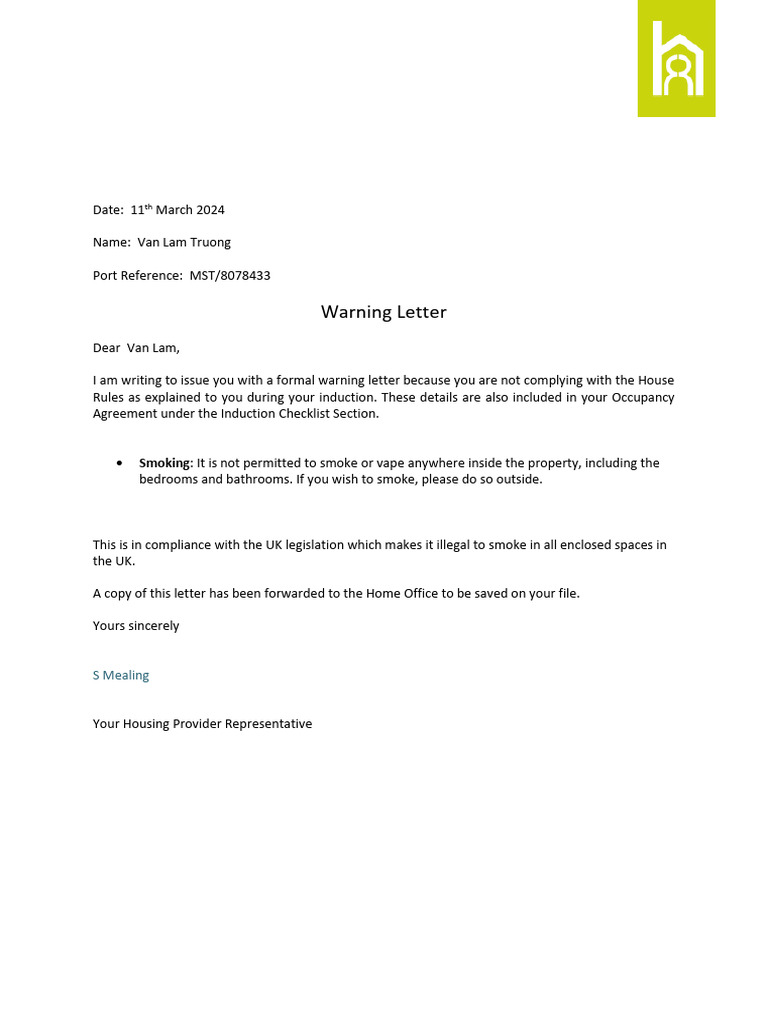 Warning Letter: Smoking | PDF