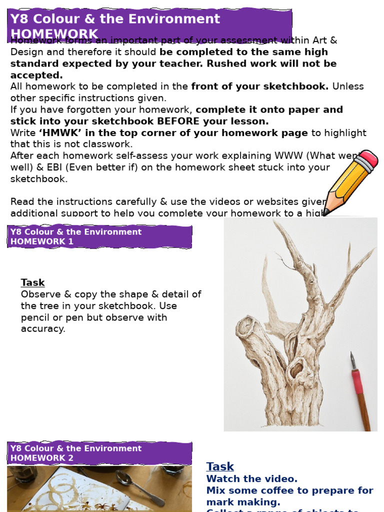 Y8 Art Homework: Colour & Environment | PDF