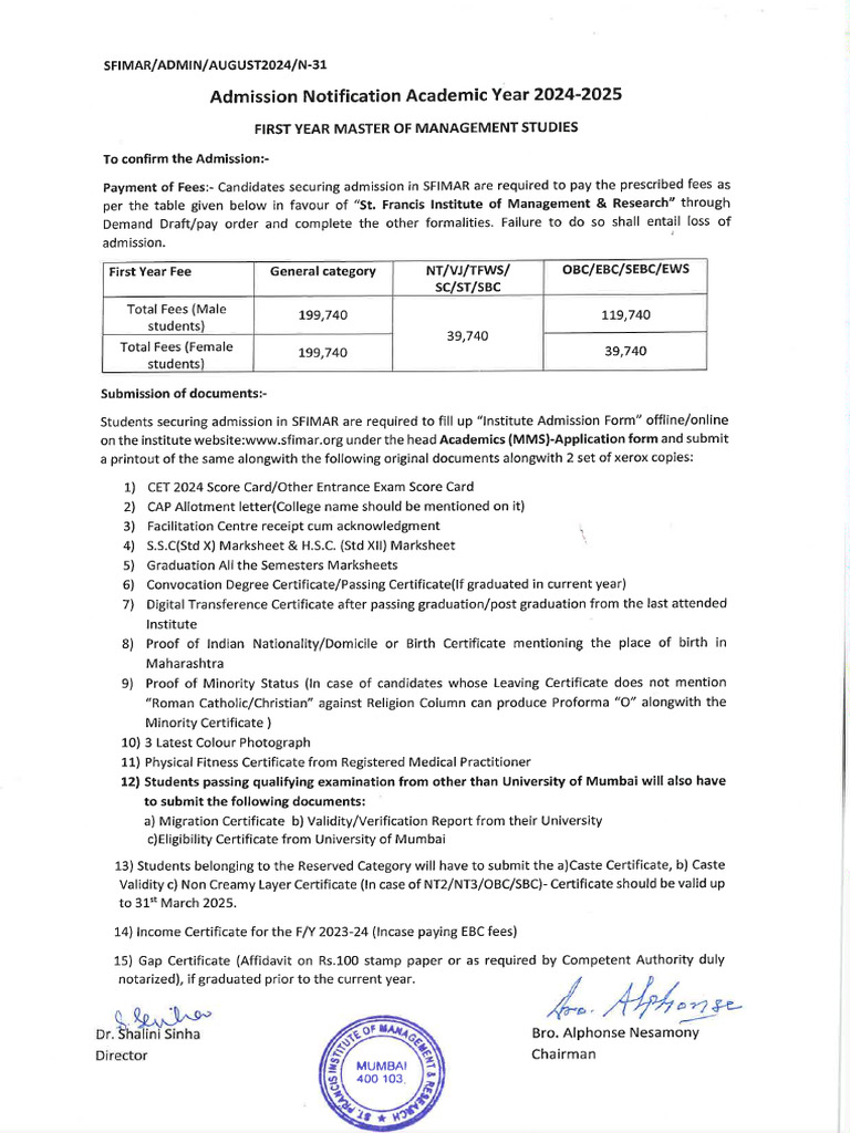 Admission Notification | PDF