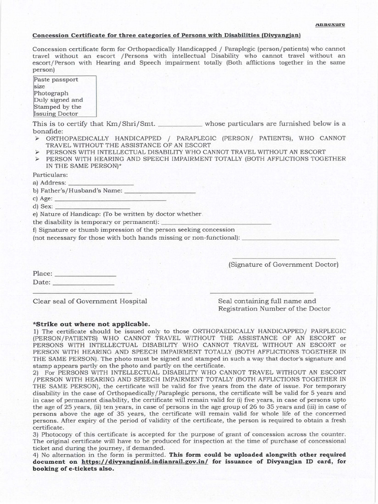 Railway Concession Certificate | PDF