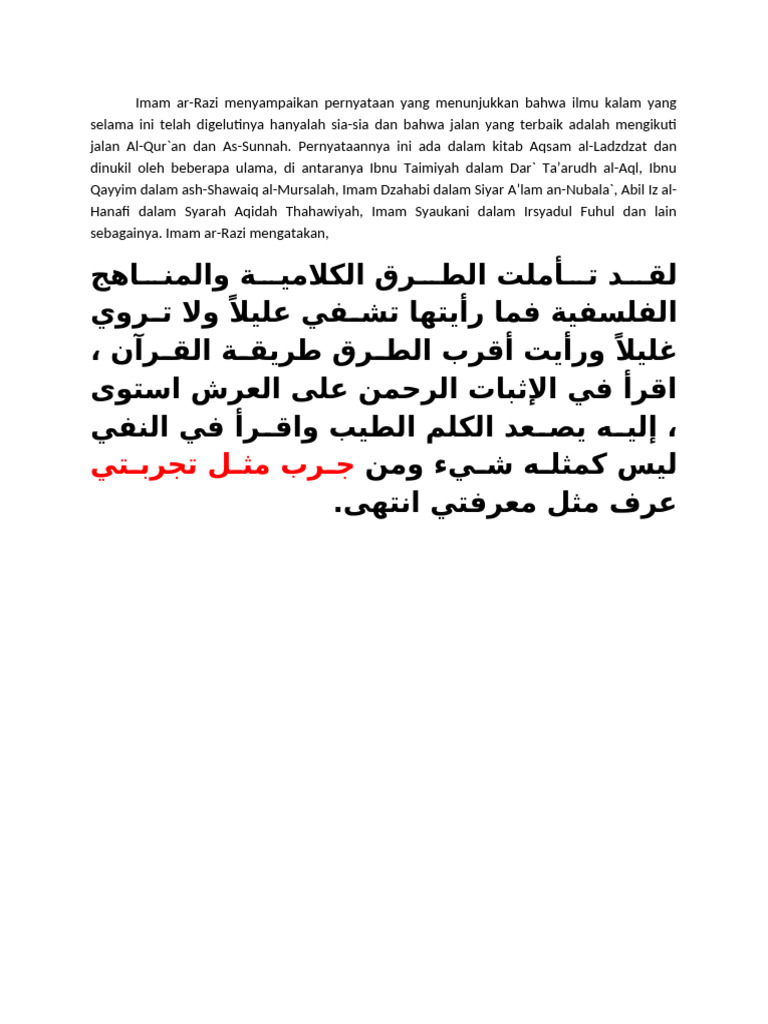 Pertaubatan Imam Ar-Razi | PDF