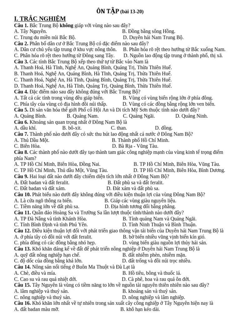 Ôn KTGK Ii - 9 Gởi HS 24-25 | PDF