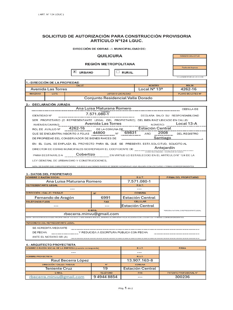 Solicitud Art. 124 Corregida | PDF