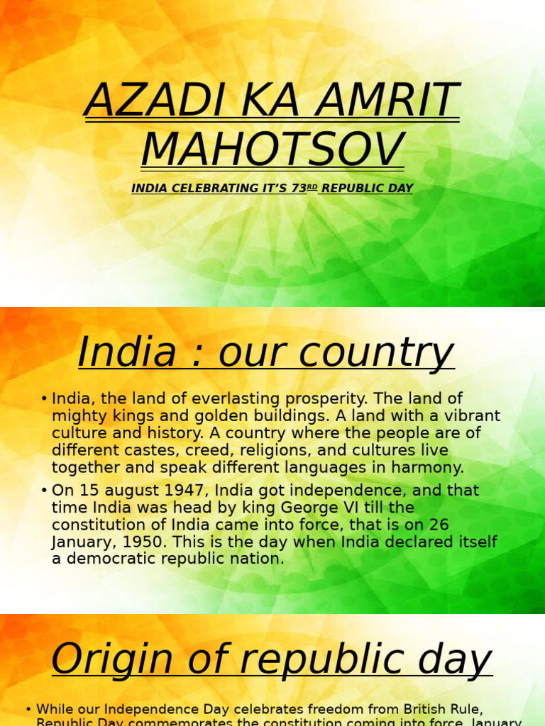 Azadi Ka Amrit Mahotsov - 73rd Republic Day | PDF