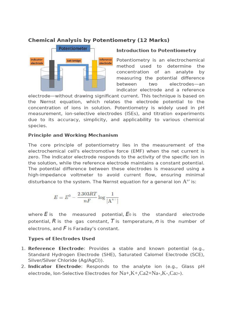 Chemical Analysis by Potentiometry | PDF | Ph | Physical Sciences