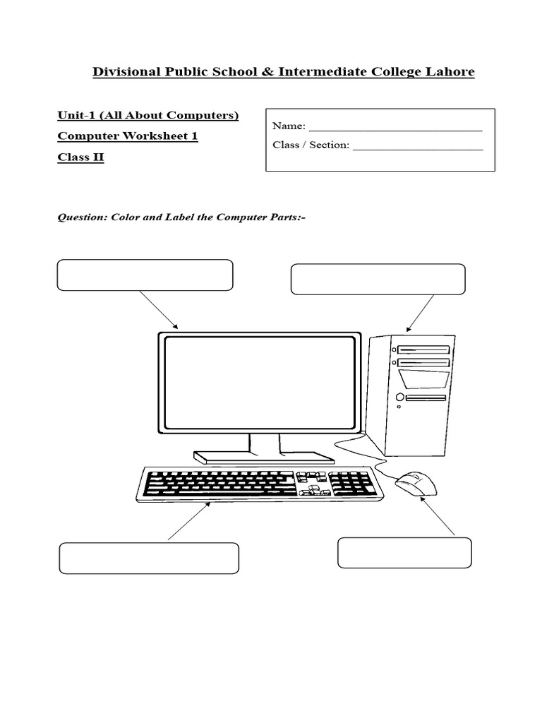 Label and Color Computer Parts Worksheet | PDF