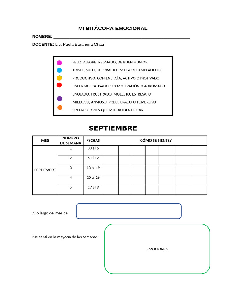 Mi Bitácora Emocional | PDF