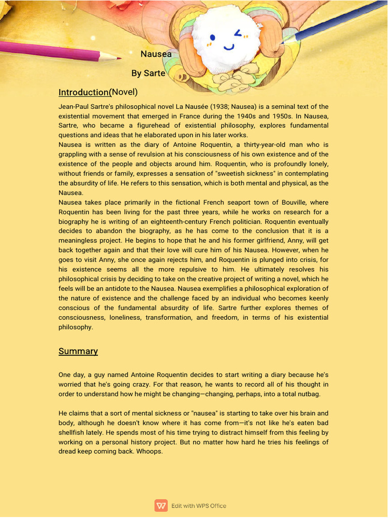Sartre's Nausea: An Existential Journey | PDF