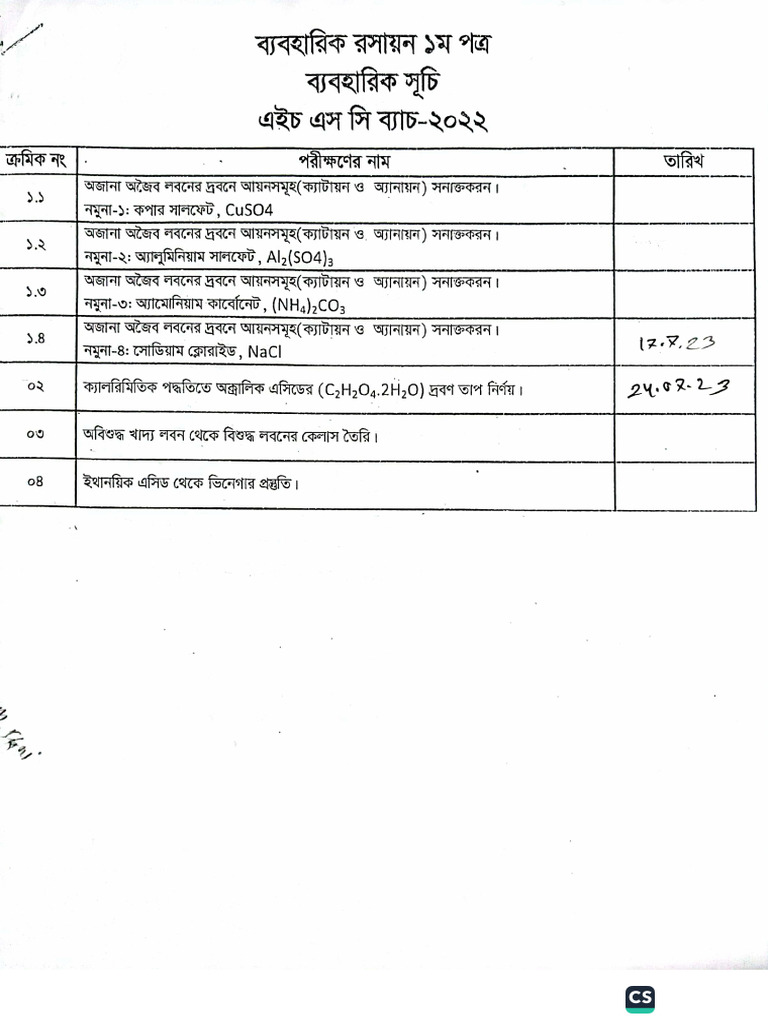 Chemistry Practical 1st Paper | PDF