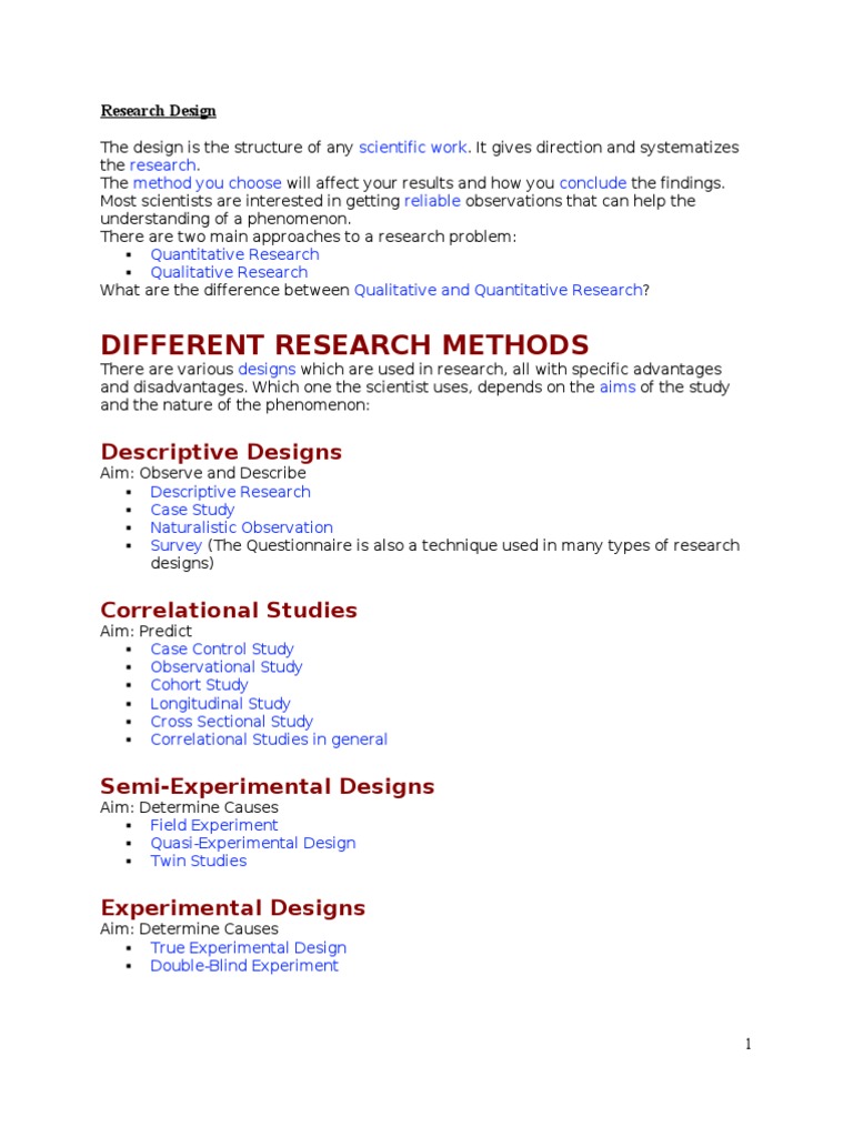 Research Design | PDF | Research Design | Experiment