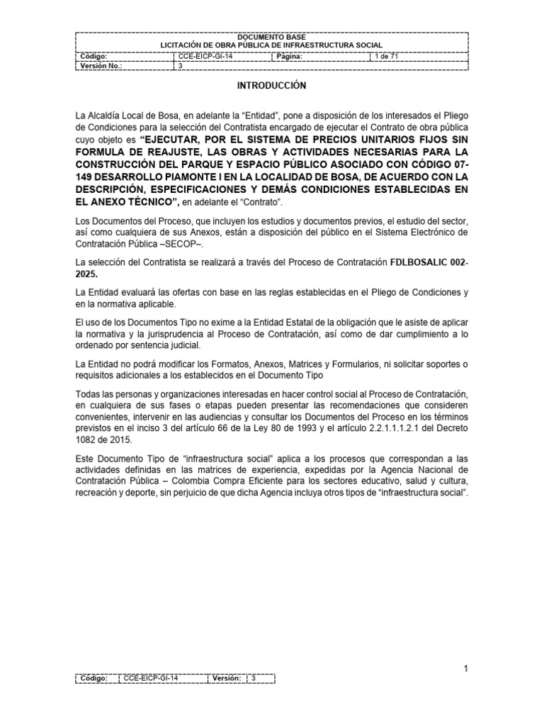 Documento_Base_CCE-EICP-GI-14 _PLIEGOS_DE_CONDICIONES | PDF