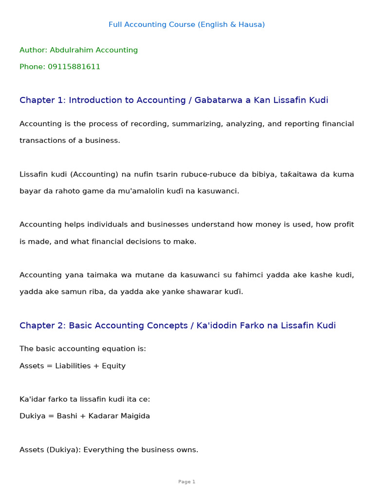 Accounting Course Part1 | PDF