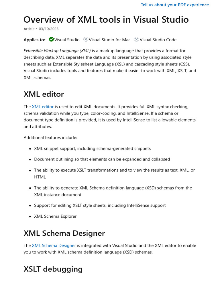 XML Tools and XSLT Debugging in VS | PDF | Xml Schema | Xslt