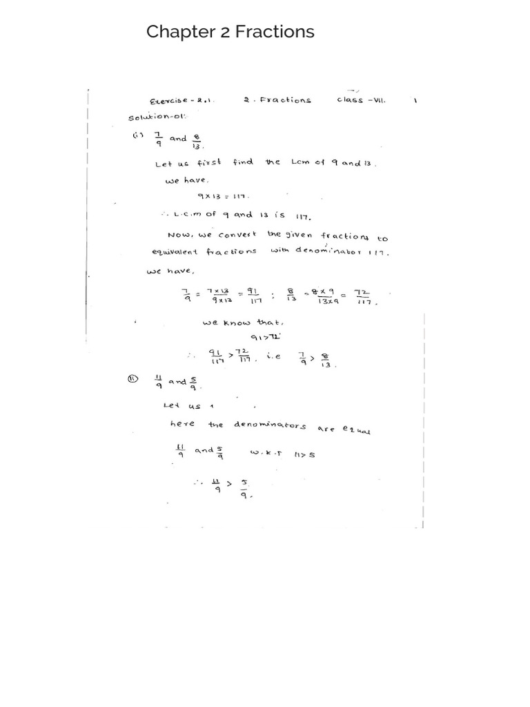 Chapter 2 Fractions | PDF
