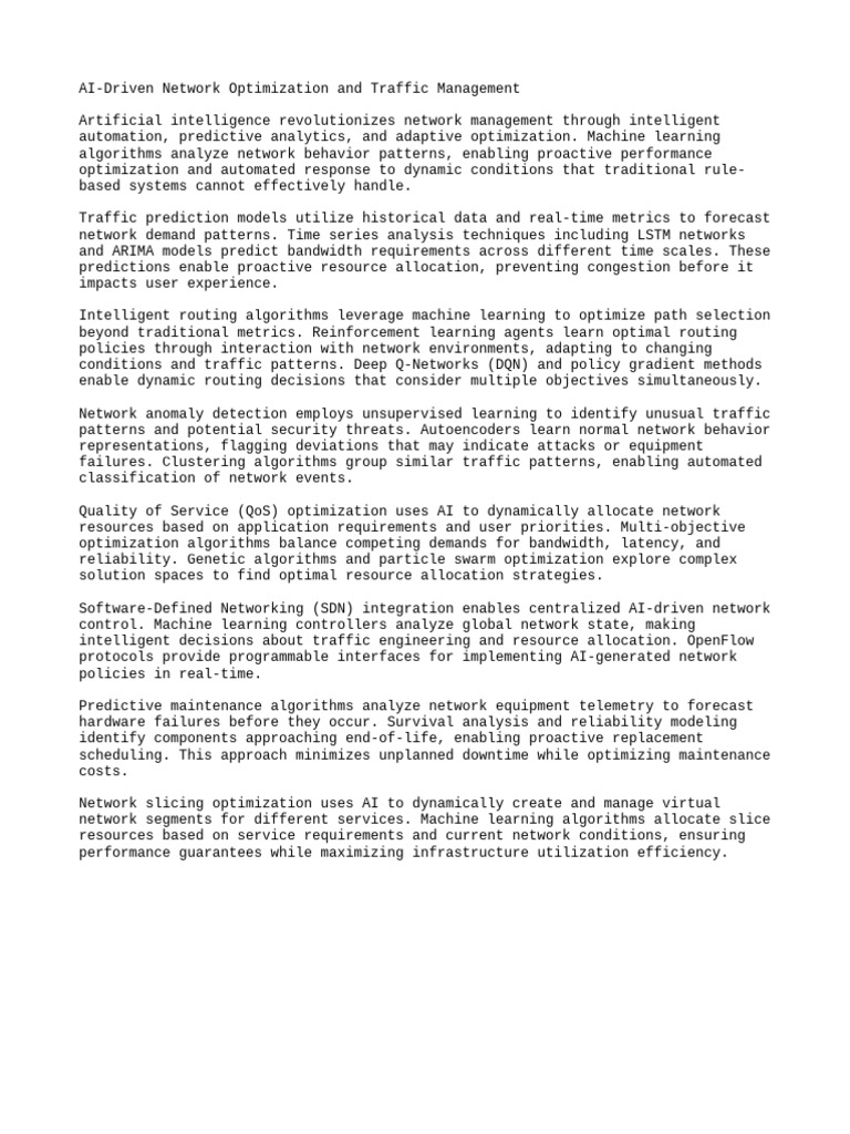 11 Ai Driven Network Optimization | PDF | Computer Network | Machine Learning