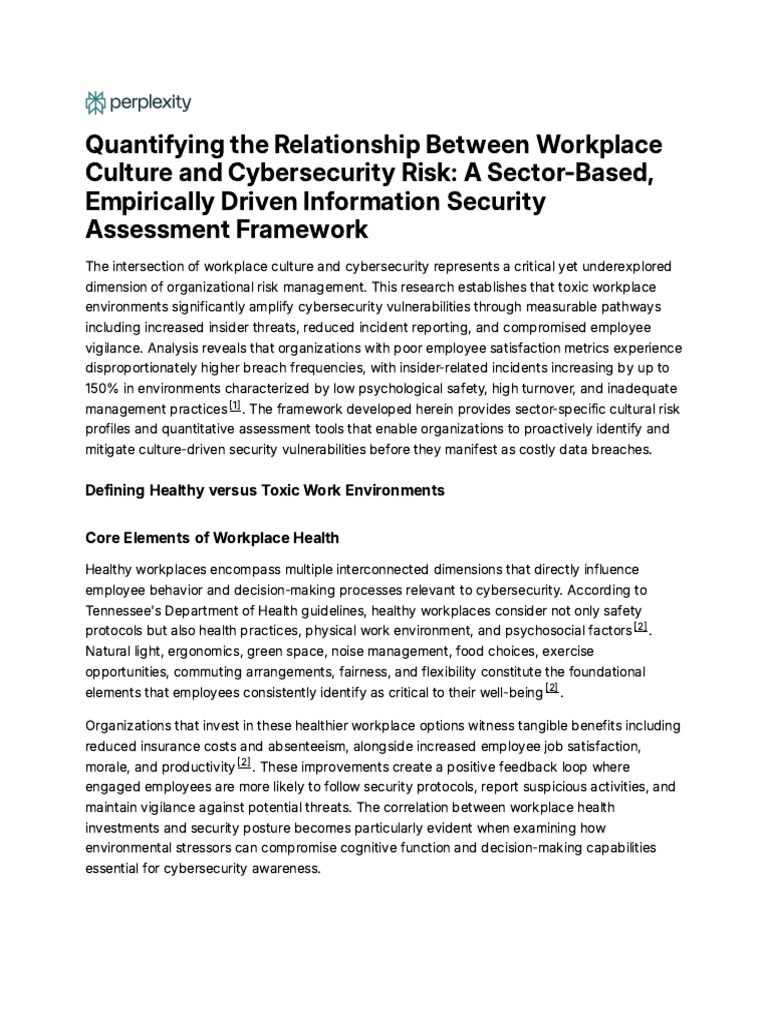 Quantifying The Relationship Between Workplace Cul | PDF | Computer Security | Security
