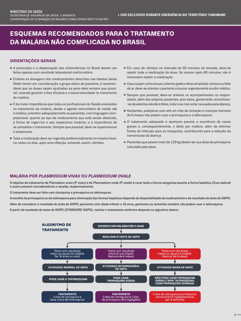 Tratamento da Malária no Brasil: Diretrizes | PDF | Malária | Plasmodium
