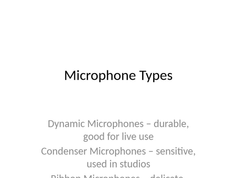 Sound Topic 1 Microphone Types | PDF