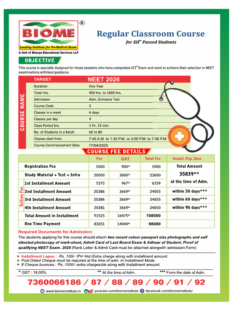 FEE & BSAT SYLLABUS - XII Passout Students 2025 | PDF