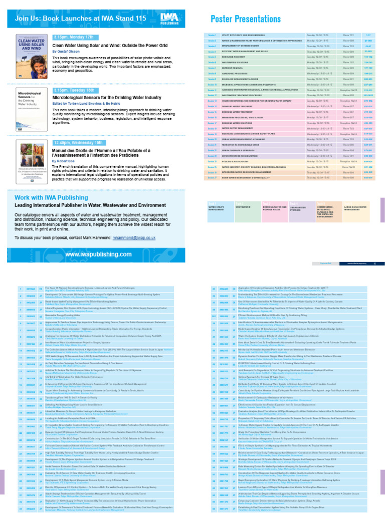IWA WWCE Tokyo 2018 Poster-List | PDF | Sewage Treatment | Water