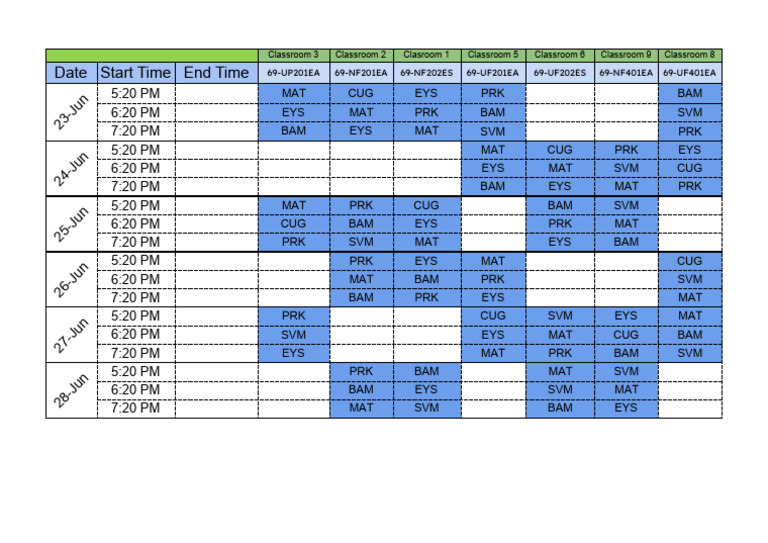 Foundation Timetable - 23-28-1 | PDF