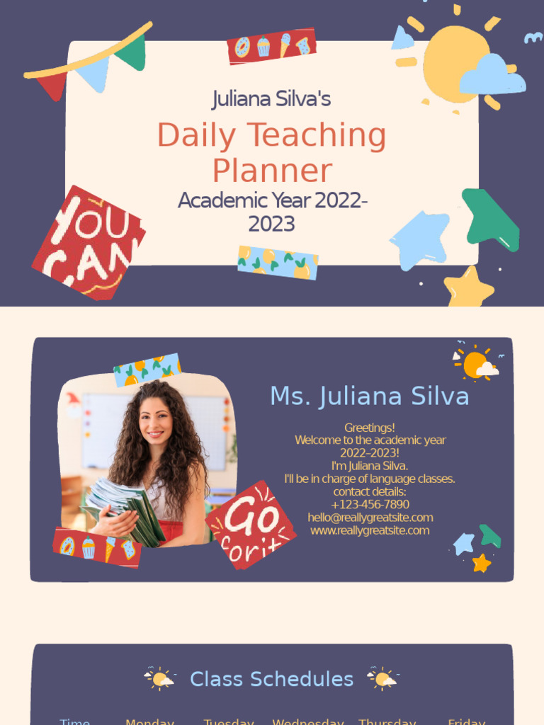 Pastel Cute Daily Teaching Planner Presentation | PDF