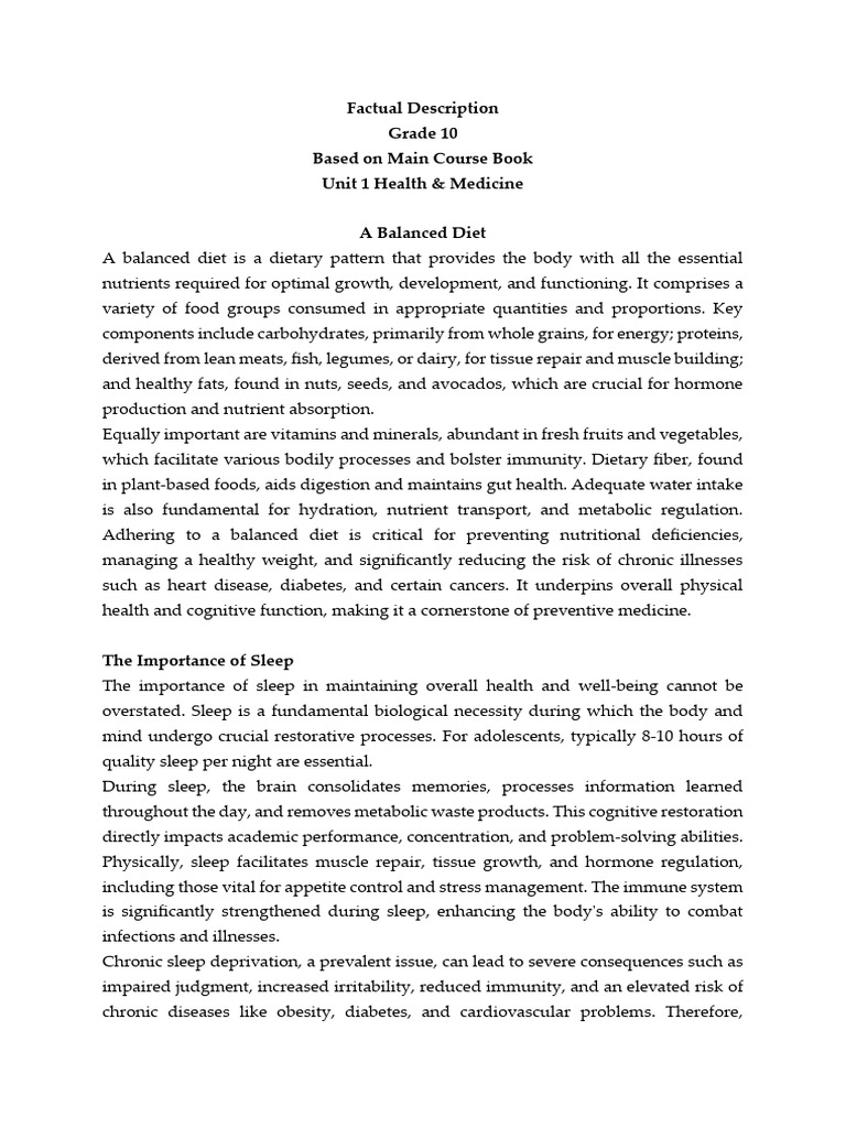 GR 10 Sample Factual Description | PDF | Healthy Diet | Diet (Nutrition)