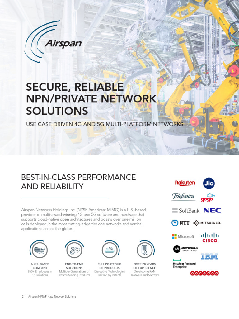 Airspan Download The Private Networks Brochure | PDF | 4 G | Telecommunications Engineering