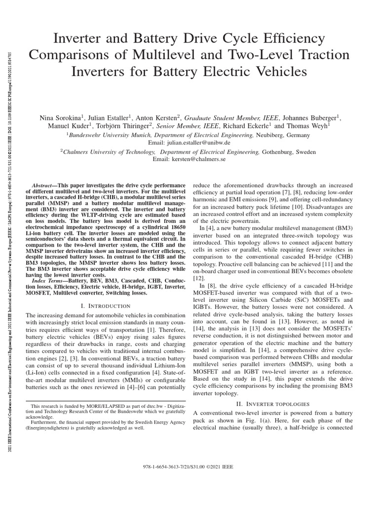 Multilevel vs. 2L Inverters For BEVs (2021) | PDF | Power Inverter ...