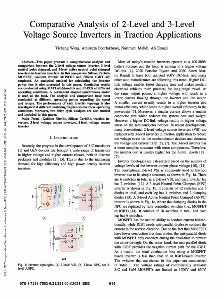 2L vs. 3L Voltage Source Inverters For Traction (2021) | PDF | Power Inverter | Diode