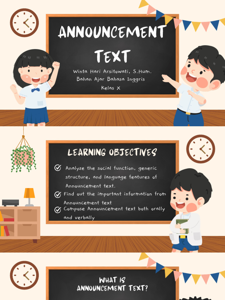 Bahan Ajar Announcement Text Kelas X | PDF | Linguistics