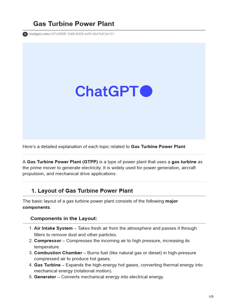 Gas Turbine Power Plant Overview | PDF | Power Station | Gas Turbine
