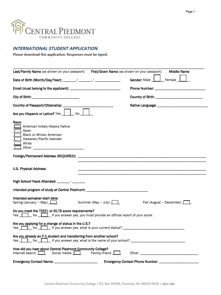 International Student Application Form | PDF | Credit Card