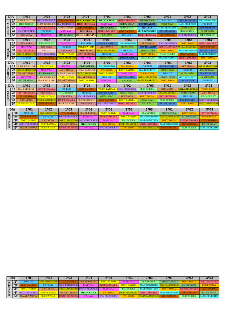 Modificado Horario Santana Matutino Colorido 2025 | PDF